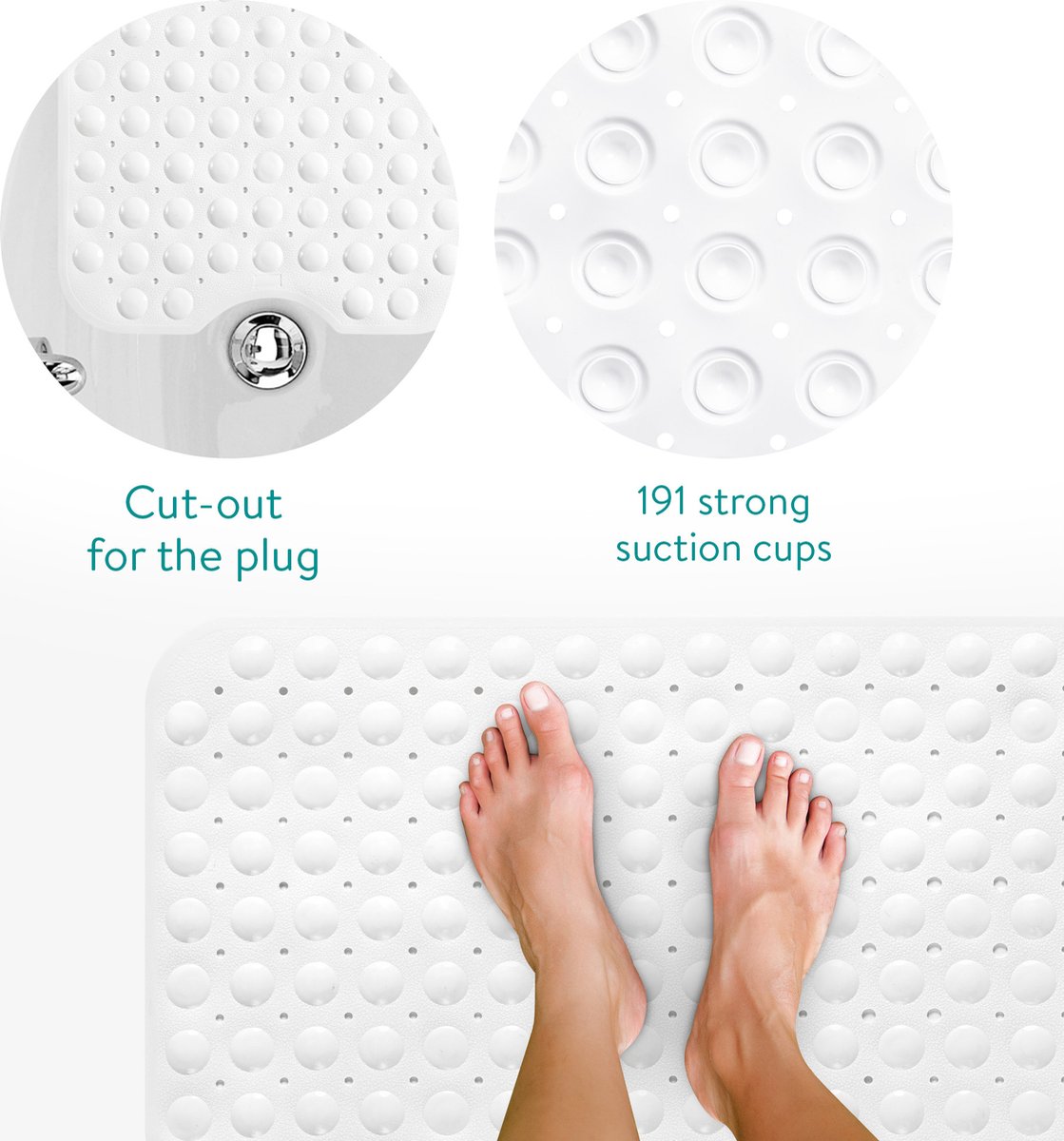 Navaris grote antislipmat met zuignappen - Grote PVC badmat voor het ...