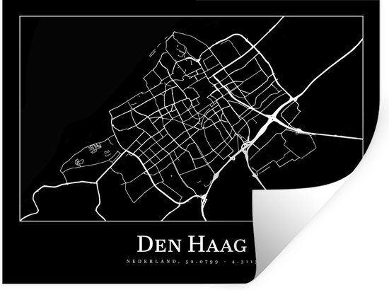 Muurstickers - Sticker Folie - Plattegrond - Den Haag - Kaart ...