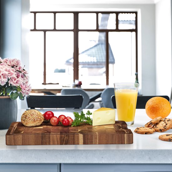 Relaxdays houten snijplank met rand - dik - vleesplank - keukenplank ...