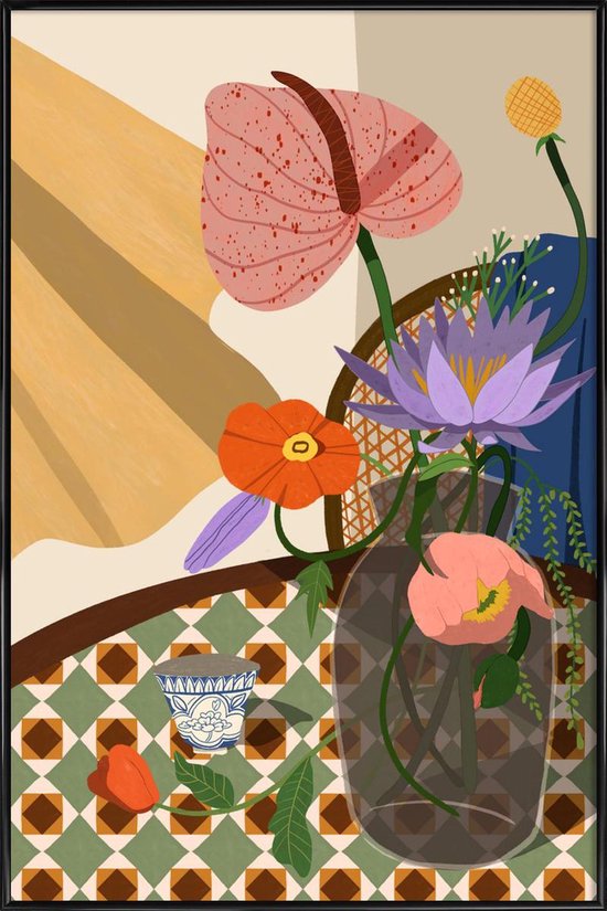 JUNIQE - Poster in kunststof lijst Flower Arrangment -40x60 /Kleurrijk ...