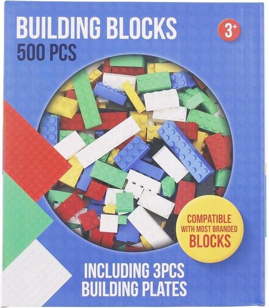 Bouwstenen 500 stuks | Inclusief 3 bodem platen | Te combineren met ...