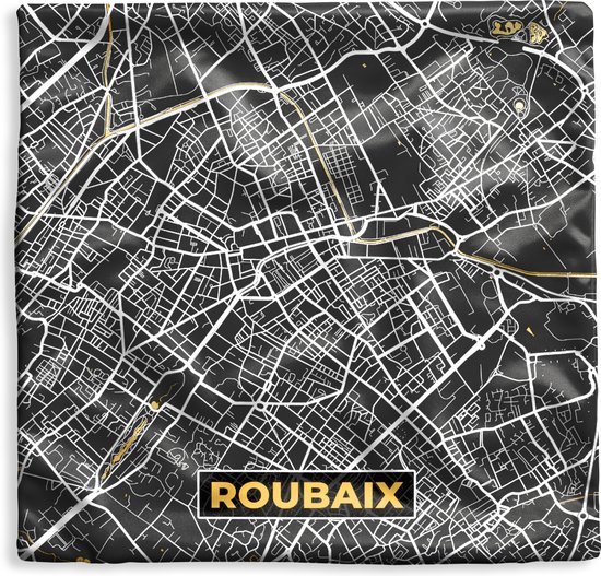 Kussenhoes 60x60 cm - Roubaix - Kaart – Plattegrond – Frankrijk ...