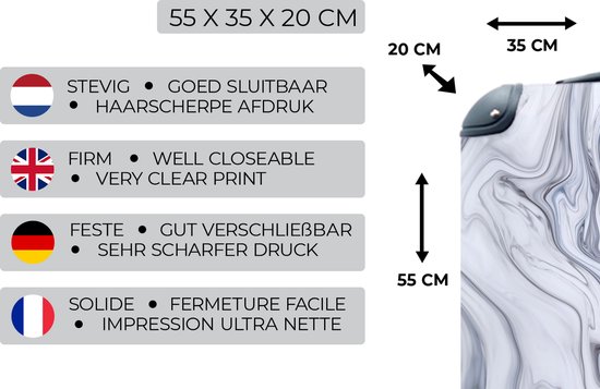 Koffer - Marmer print - Wit - Zwart - Past binnen 55x40x20 cm en ...