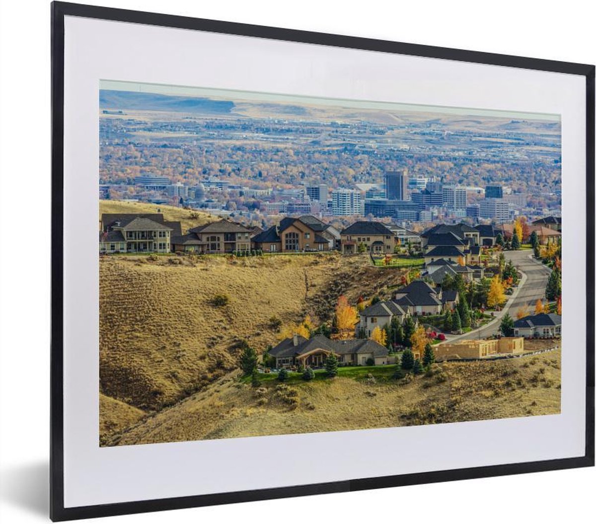 Fotolijst incl. Poster - Een luchtfoto aan de rand van de Amerikaanse ...