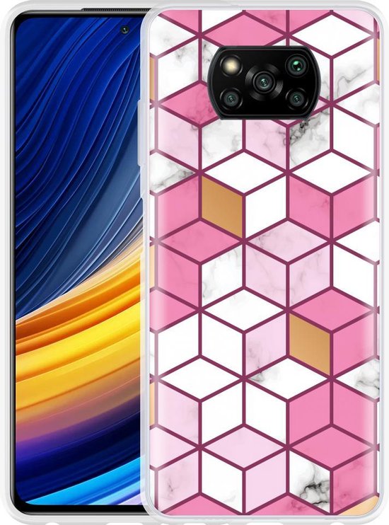 Xiaomi Poco X3 Pro Hoesje Pink-gold-white Marble - Designed by Cazy ...