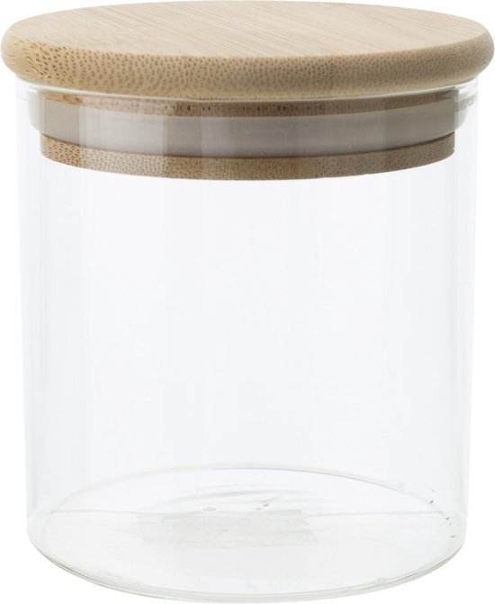 Set van 3x stuks voorraadpotten/bewaarpotten 330 ml glas met houten ...