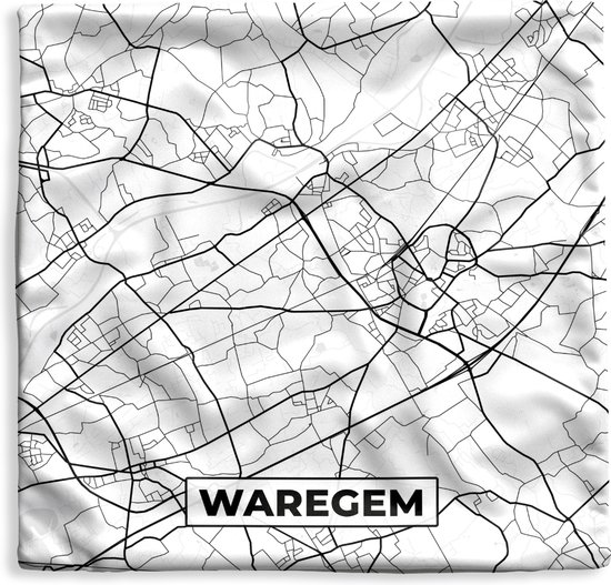 Kussenhoes 60x60 cm - Zwart Wit – België – Plattegrond – Stadskaart ...
