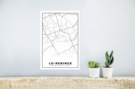 Poster Stadskaart – Plattegrond – België – Zwart Wit – Lo Reninge ...