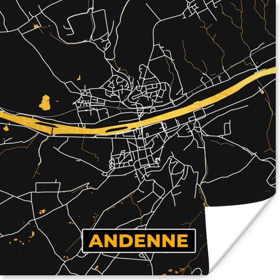 Poster Ardenne - Plattegrond - Stadskaart - Kaart - Goud - 50x50 cm ...