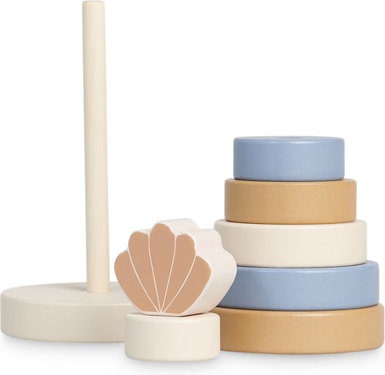 Jollein Houten Stapeltoren - Shell - Blue | bol
