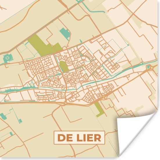 Poster De Lier - Stadskaart - Kaart - Vintage - Plattegrond - 50x50 cm ...