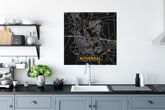 Poster Nijverdal - Black and Gold - Stadskaart - Plattegrond - Kaart ...
