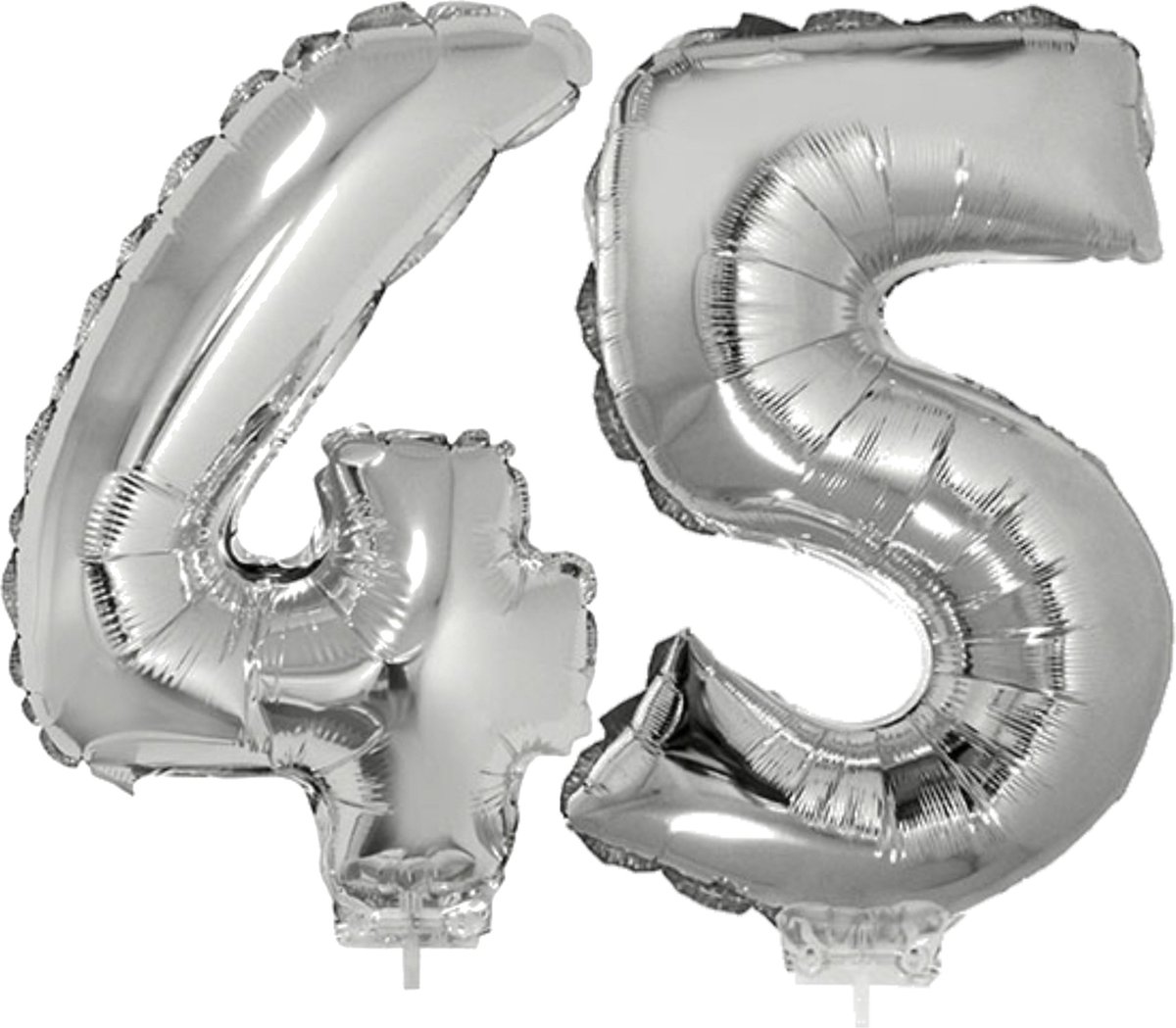 45 jaar leeftijd feestartikelen/versiering cijfers ballonnen op stokje van 41 cm -... | bol.com