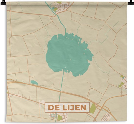 Wandkleed - Wanddoek - Vintage - De Lijen - Kaart - Plattegrond ...