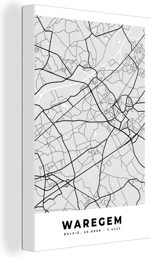 Toile Peinture België – Waregem – Plan de Ville – Carte – Zwart Wit ...