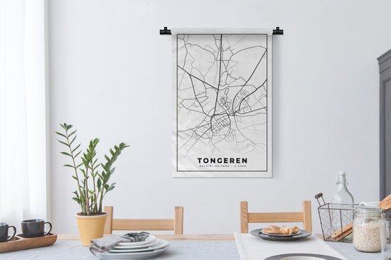 Wandkleed - Wanddoek - Plattegrond – Tongeren – Zwart Wit – Stadskaart ...