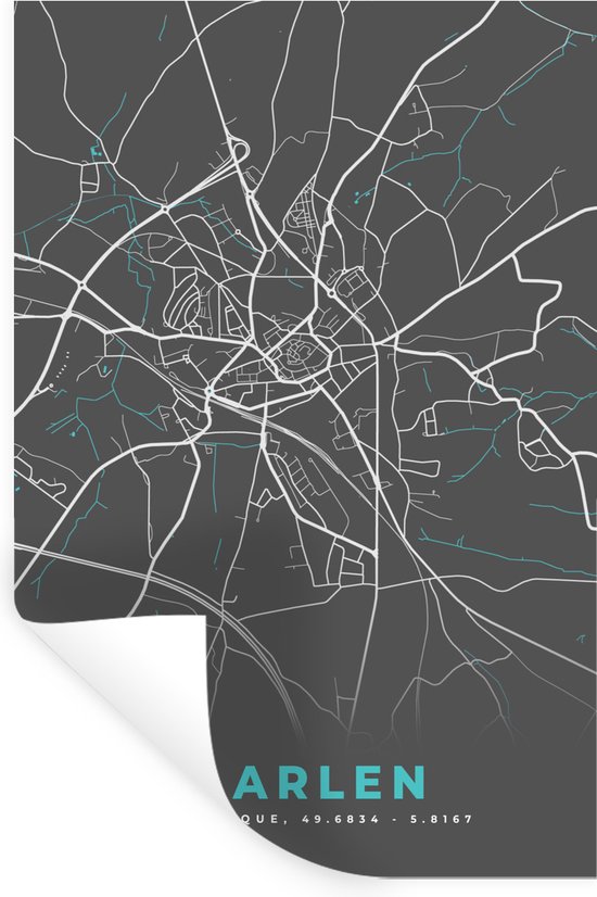 Muurstickers - Sticker Folie - Plattegrond – Aarlen – Blauw ...
