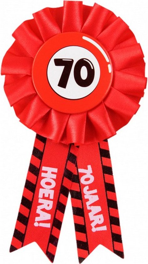 rozet Hoera 70 Jaar 15 x 8 cm polyester rood | bol.com
