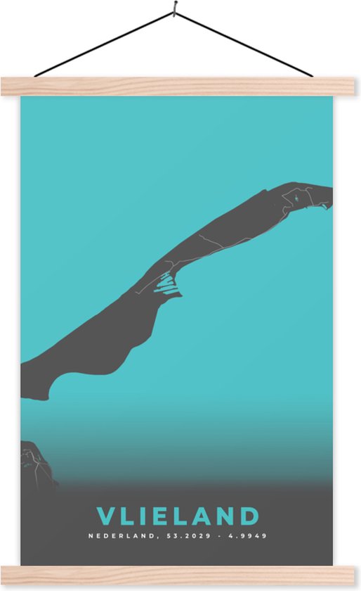 Posterhanger incl. Poster - Schoolplaat - Stadskaart - Vlieland ...