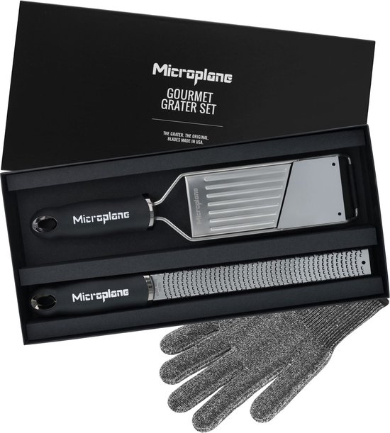Microplane 2 Raspen + Handschoen Gourmet | bol
