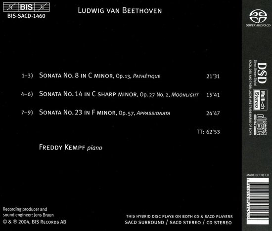 Freddy Kempf - Piano Sonatas, Pathetique/Moonlight (Super Audio CD ...
