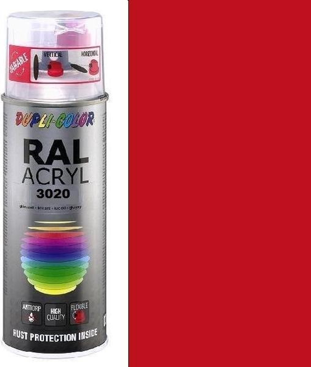 Motip Dupli-Color Spuitbus Acryl Hoogglans - RAL 3020 Verkeersrood | bol