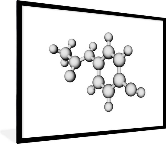 Poster met lijst Paracetamol - Een molecuulmodel van paracetamol ...