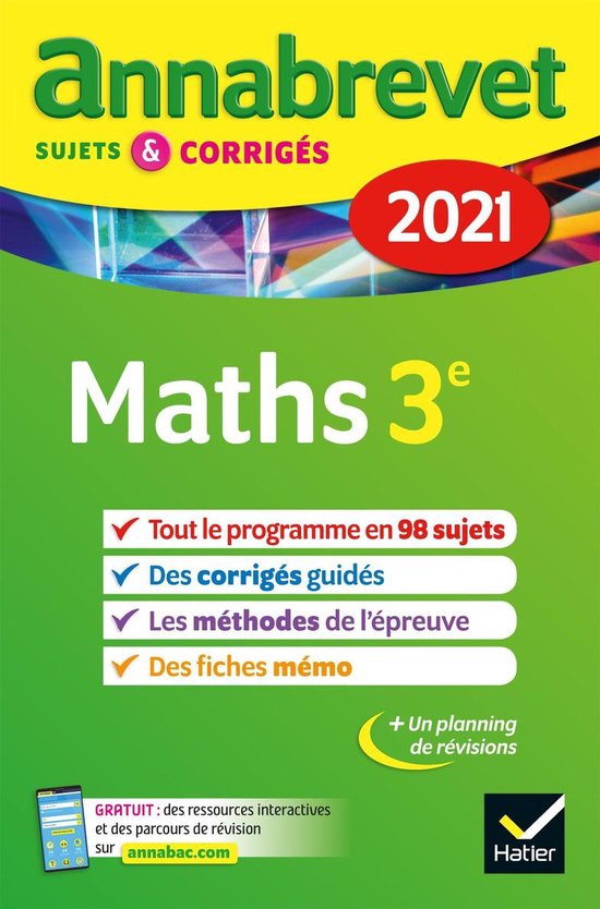 Annales du brevet Annabrevet 2021 Maths 3e (ebook), Bernard Demeillers ...