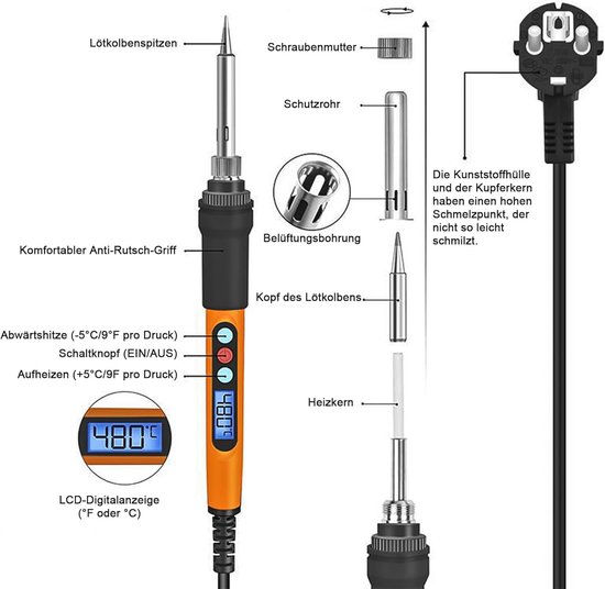 Professionele Soldeerboutset met Temperatuur Instelling van 180 tot 500 ...