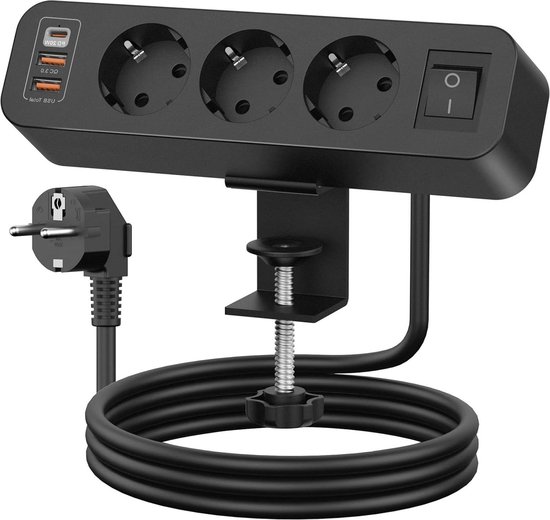 Tafelstopcontact met 3 compartimenten - QC - Type C PD - 20 W - 7-in-1 ...