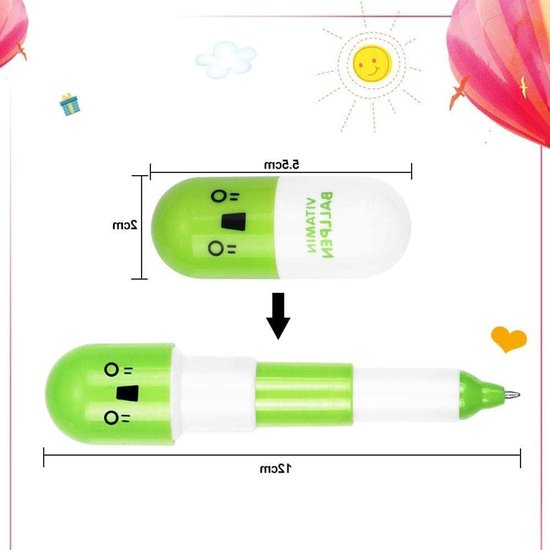 Vitamin Pens Pill Pens 12 Pieces Kids Small Ballpoint Pen Funny Pens ...