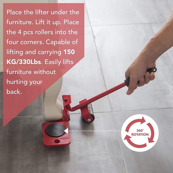 Meubellifter met Rollen - Voor Eenvoudig Transport - Rood | bol