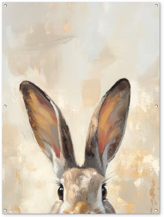 Tuinposter 120x160 cm - Tuindecoratie Haas - Oren - Bruin - Poster voor ...