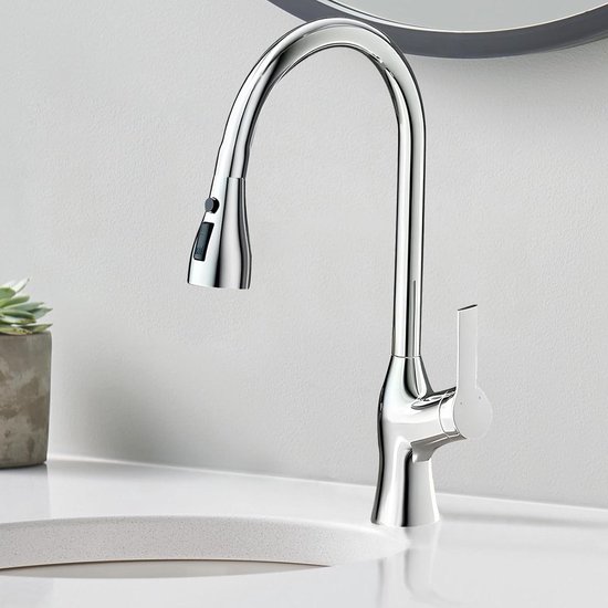 Keuken waterkraan met uittrekbare sproeier - RVS - Modern design | bol
