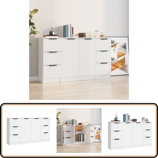 vidaXL Dressoirs 3 st bewerkt hout wit | bol