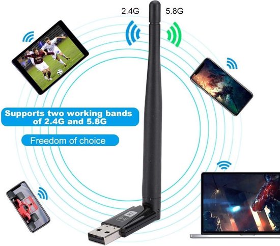 Draadloze netwerkadapter RTL8821CU 600M dual-band PC LAN-kaart - vrije ...