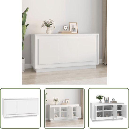 The Living Store Buffet - Placard - 102x35x55 cm - bois blanc | bol
