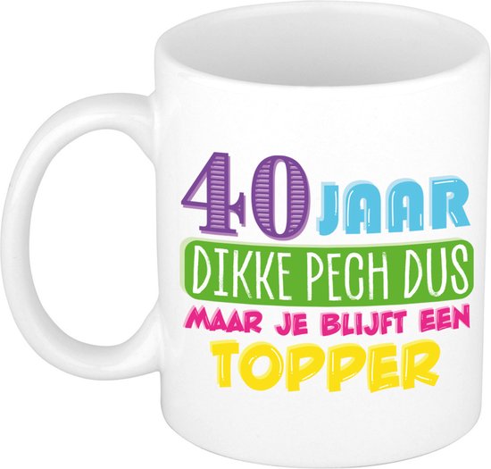 Bellatio Decorations Verjaardag cadeau mok 40 jaar - wit - dikke pech dus - 300 ml -... | bol