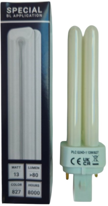PL-C | G24D-1 Fitting | 13W | 827 Zeer Warm Wit | Opaal | 2-Pin | bol