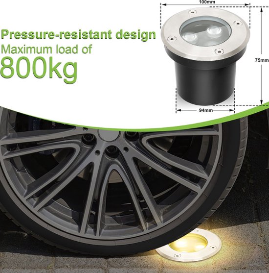 8X Grondspots LED voor buiten - Rond - IP65 Waterdicht - 3 Watt 300 ...