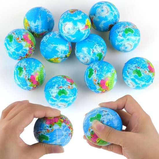 12 stuks mini wereldbal antistress bal - stressbal voor kinderen ...