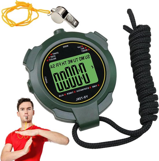 Digitale sport stopwatch timer - waterdichte handstopwatch met fluitje ...