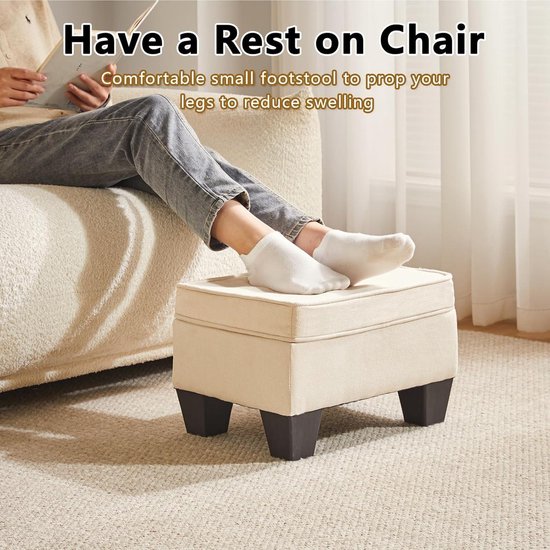 Kleine Ottomaanse voetenbank - 255 cm rechthoekig linnen - gewatteerde ...