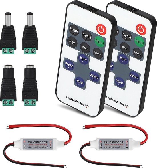 2 stuks ledstrips controller DC 5 V-24 V 12 A met kabel en 2 stekkers ...