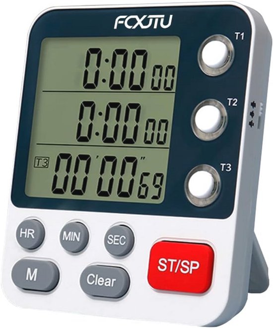 Digitale Keukentimer met Drie Kanalen en Groot Display - Stopwatch en ...
