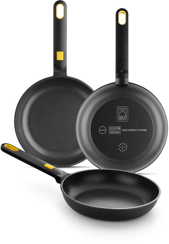 BRA Daily Pro pannenset, 3-delig, gegoten aluminium, 20-24-28 cm, anti-aanbaklaag,... | bol