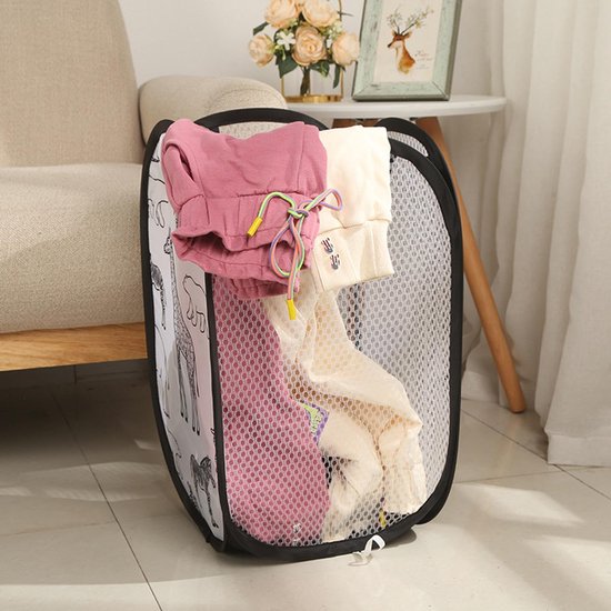 Space Efficient Mesh Basket | Folding Washing Hamper | Portable Pop Up ...