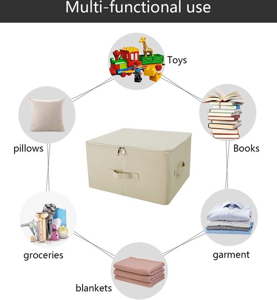 Opvouwbare opbergbakken met deksel - opbergkubussen - set van 2 - beige ...