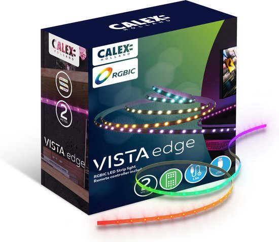 Calex Vista LED Strip 2 meter - USB - Warm wit licht - Inclusief Afstandsbediening | bol