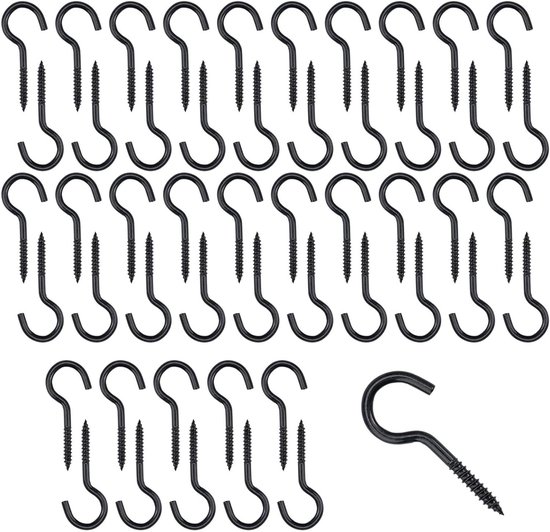 Pack of 50 Black Stainless Steel Small Screw Hooks for Ceiling Lights ...